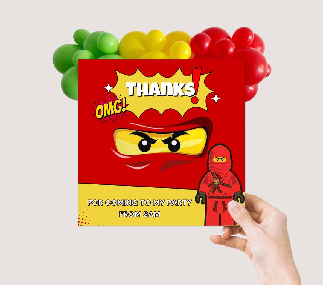 Ninja Birthday Thank You Card, Ninjago Editable Canva Template ...