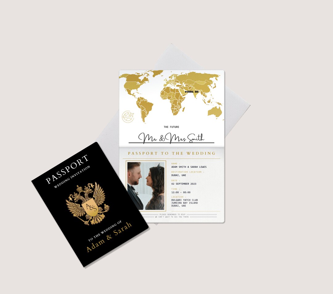 Passport Wedding Invitation Template Suite, Travel Themed Wedding Invitation Instant Download ...