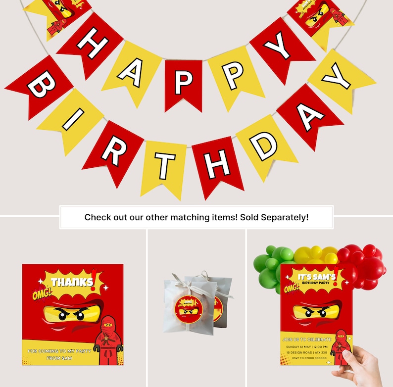 Ninja Birthday Thank You Card, Ninjago Editable Canva Template ...