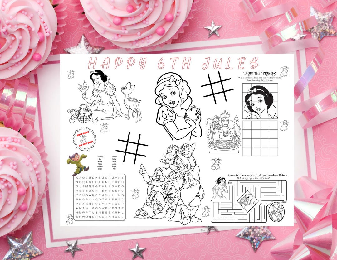 Princess Activity Sheet/personalized Digital Download Activity Sheet ...