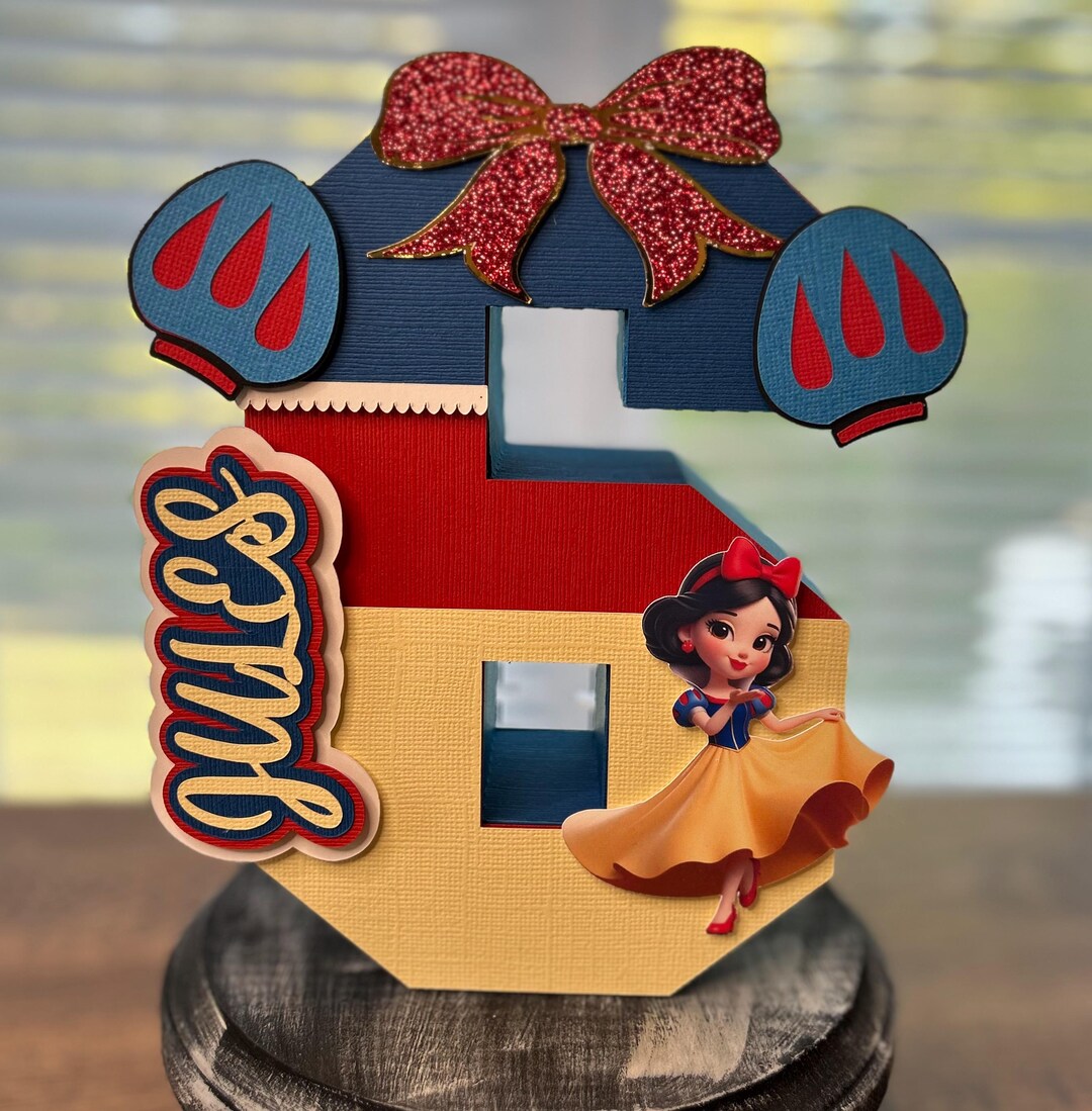 Snow White 3D Number, Personalized Princess Party Decor - Etsy