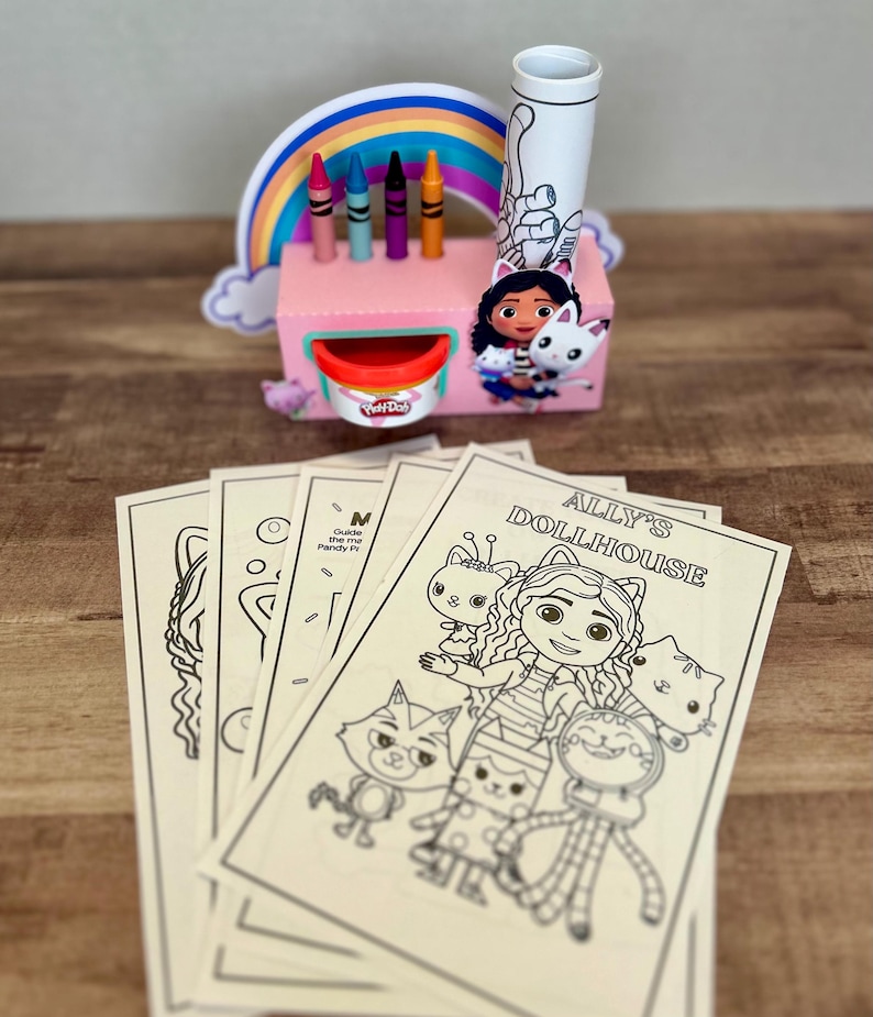 Gabby Dollhouse Activity Box: Play-doh, Crayons Party Favors - Etsy