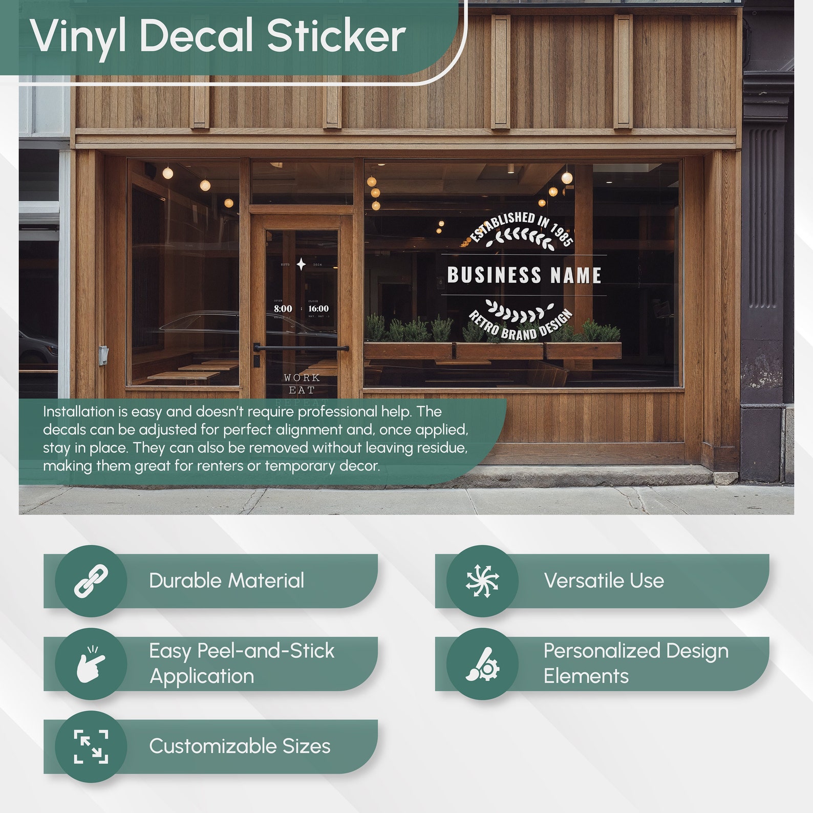 Custom Vinyl Window Decal Peel & Stick Standard and Custom Sizes ...