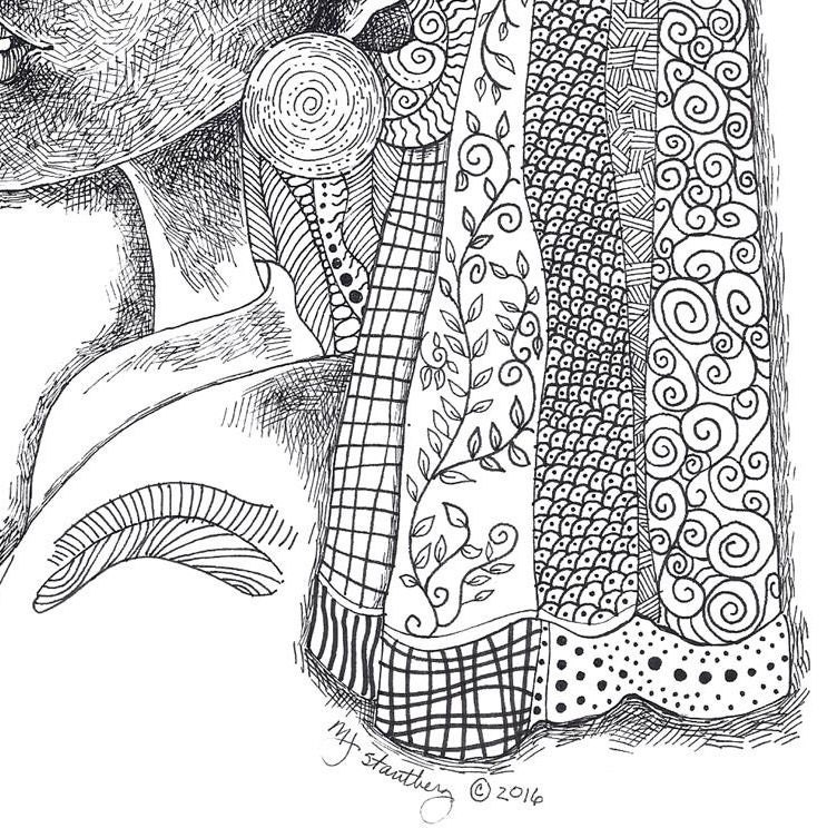 Coloring Page Whimsical "girl With a Pearl" Hand Drawn - Etsy