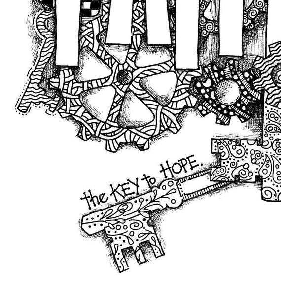 Coloring Page FAITH Hand Drawn Downloadable | Etsy