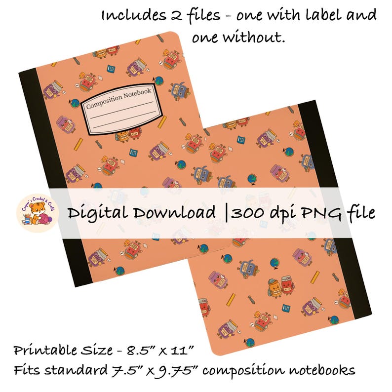 Printable Composition Notebook Cover PNG Kawaii Back to School ...