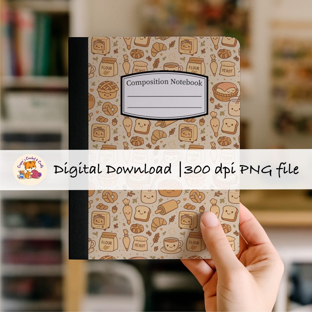 Printable Composition Notebook Cover PNG Kawaii Baking Composition Book ...