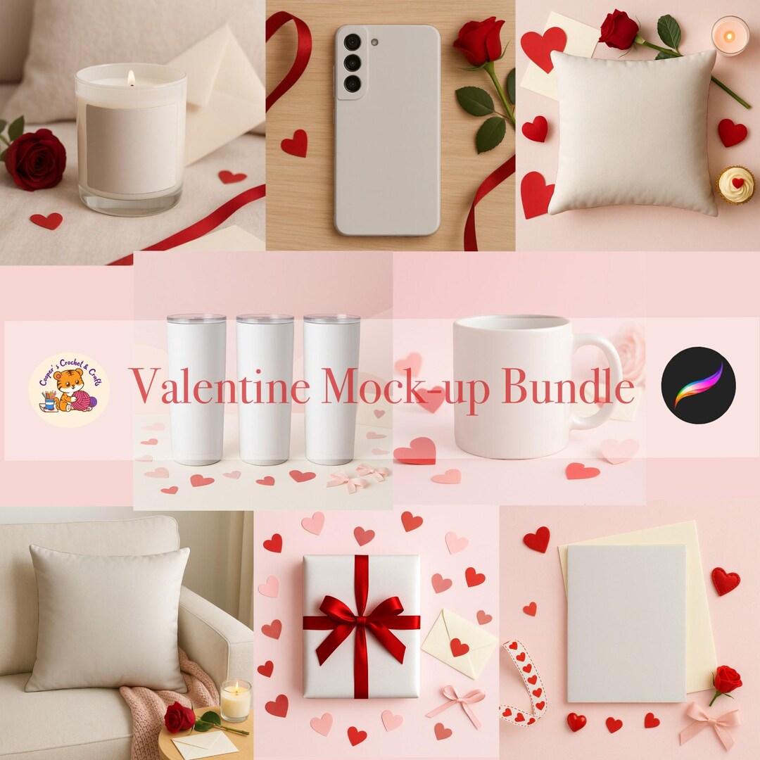 Valentine Mockup Bundle | Mixed Product Mockups for Patterns | Mug ...
