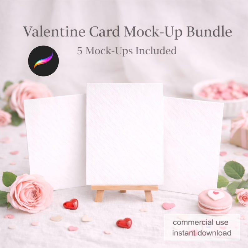 Valentine Card Mock-up Bundle, Plain White Greeting Card Mock-ups, A6 ...