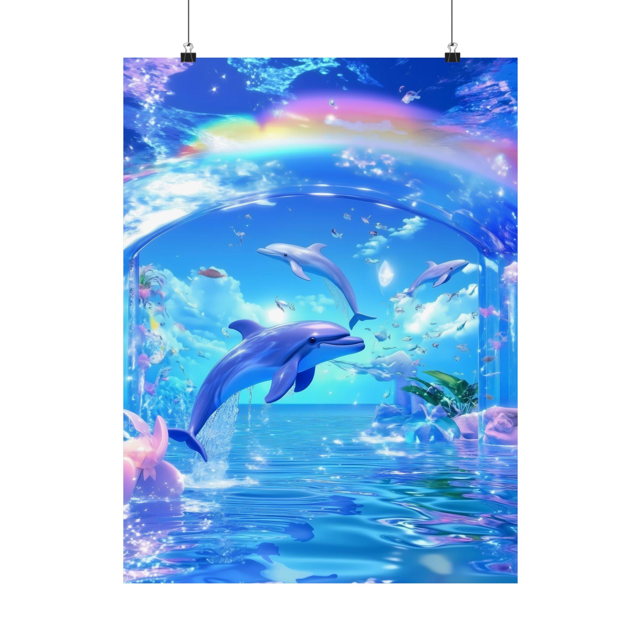 Dolphin Dreamscape Frutiger Aero Y2K Abstract Poster Art Print Wall ...
