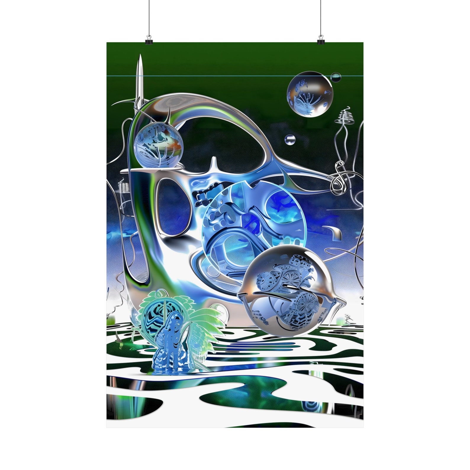 Surreal Spheres Cyber Surreal Abstract Poster Art Print Wall Decor - Etsy