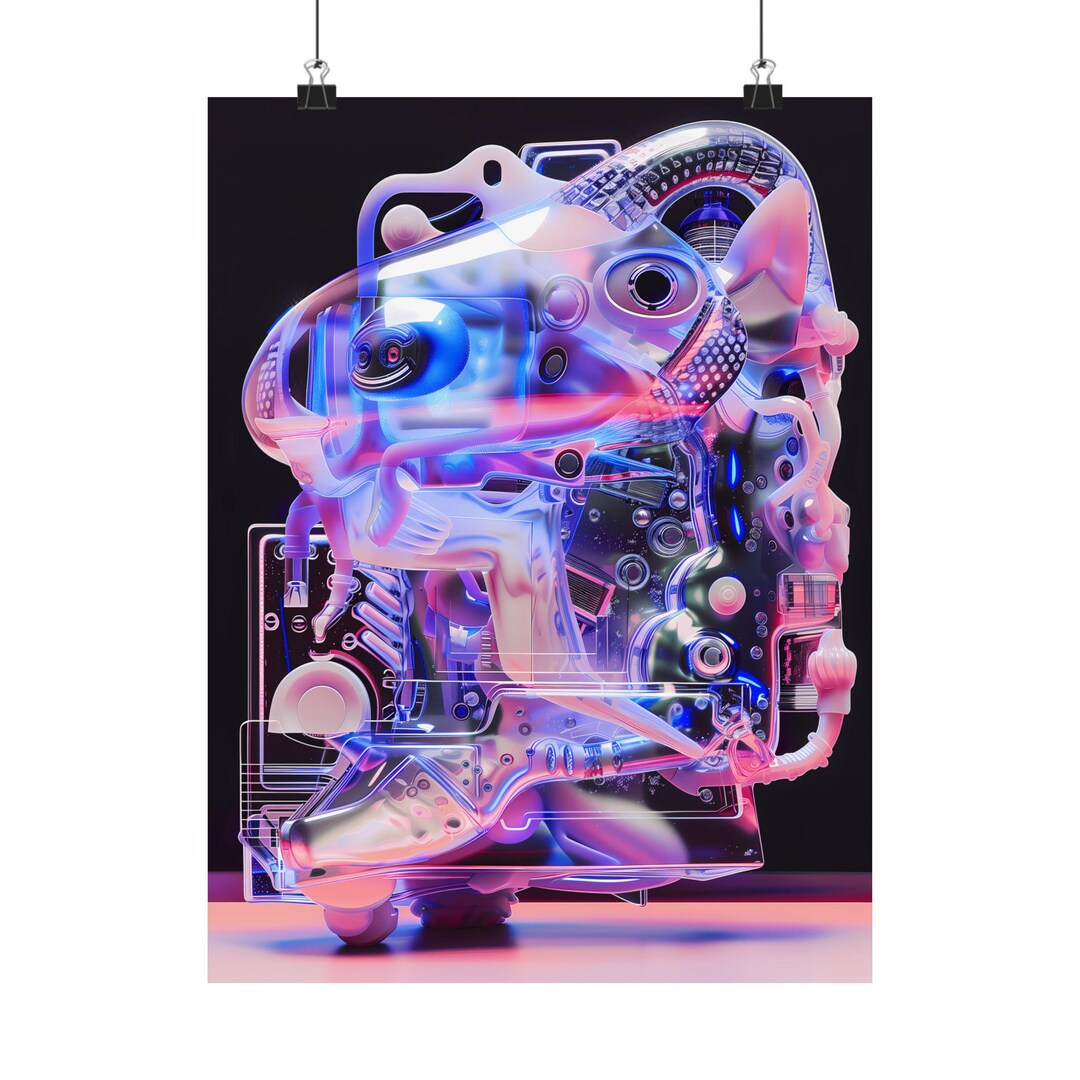 Weird Neon Machine Futuristic Psychedelic Abstract Poster Art Print ...