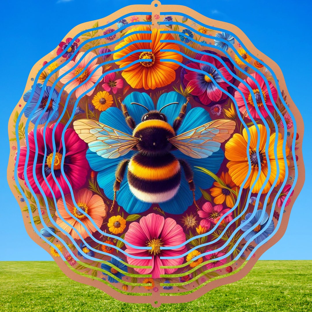 Bumblebee Flowers Wind Spinner Design Png, Bumblee Wind Spinner File ...