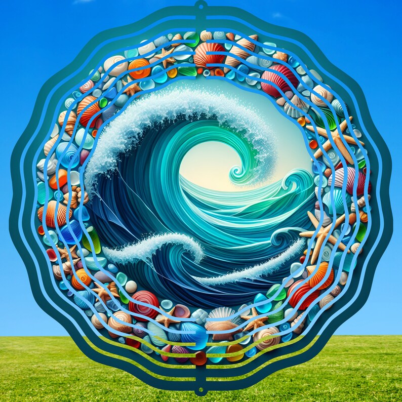 Ocean Wave Wind Spinner Png, Ocean Sublimation File, Seashells Png ...