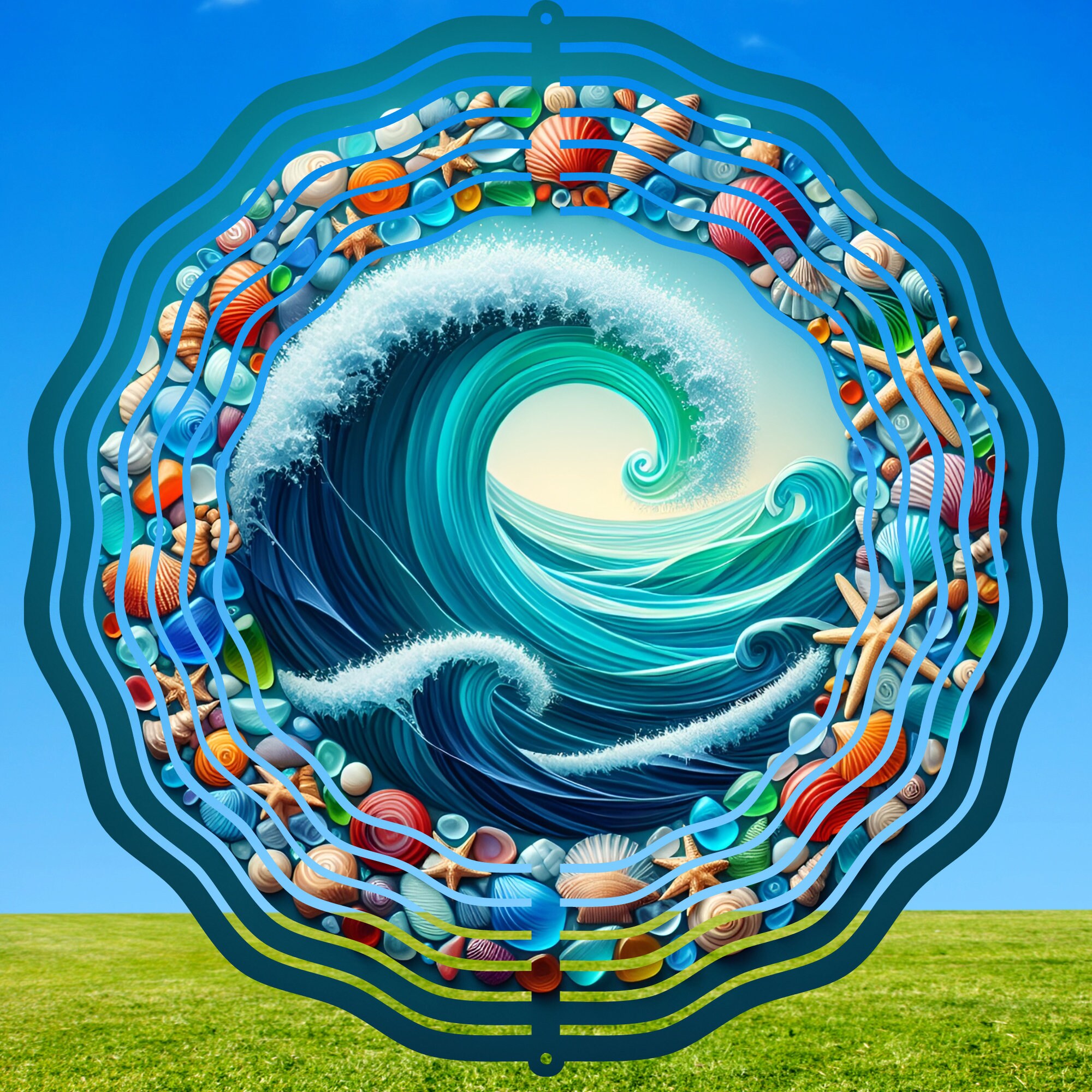 Ocean Wave Wind Spinner Png, Ocean Sublimation File, Seashells Png ...