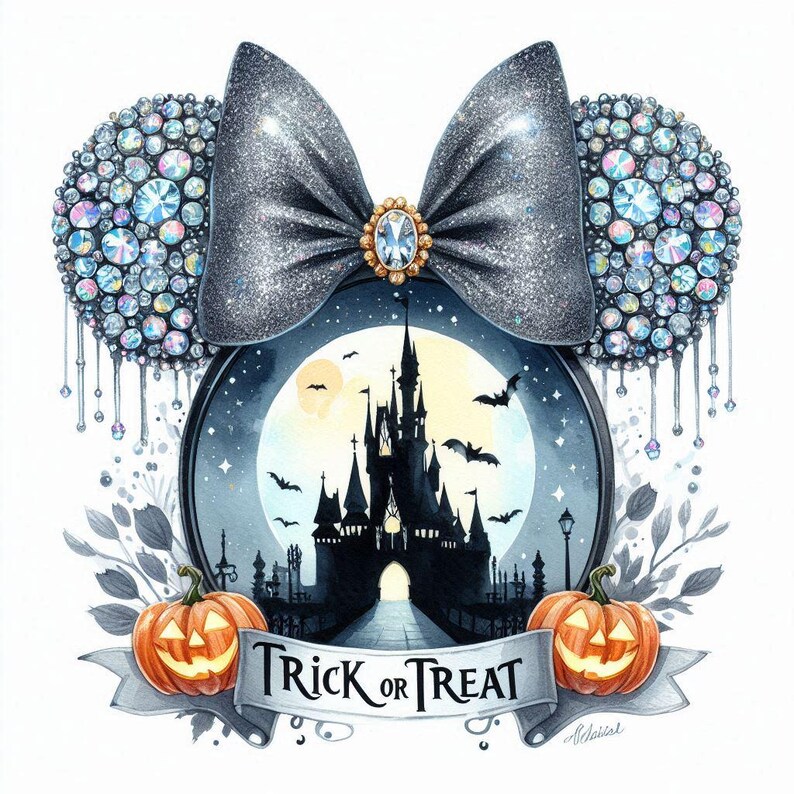 Minnie Mouse Ears Halloween Png, Sublimation Ong Design, Treat Bag Png ...