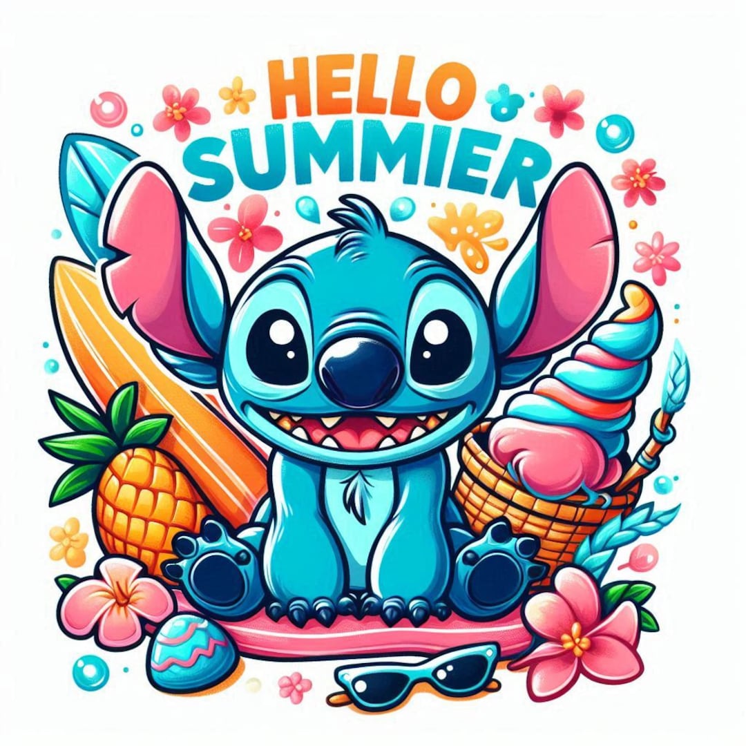 Olá Summer Stitch png, Sublimação png, Clip art png, Design de ...