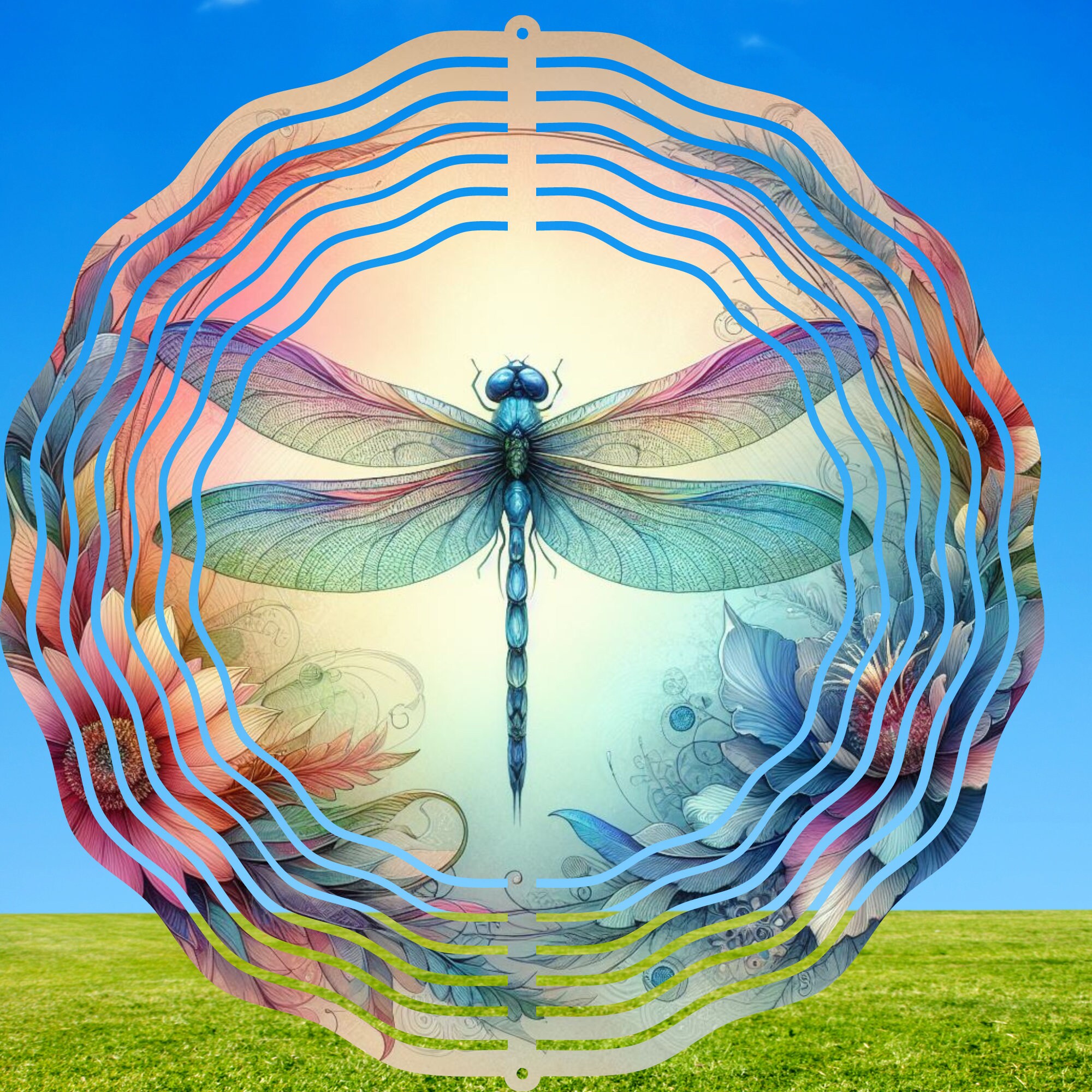 Dragonfly & Floral Wind Spinner Sublimation, Wind Spinner Png ...