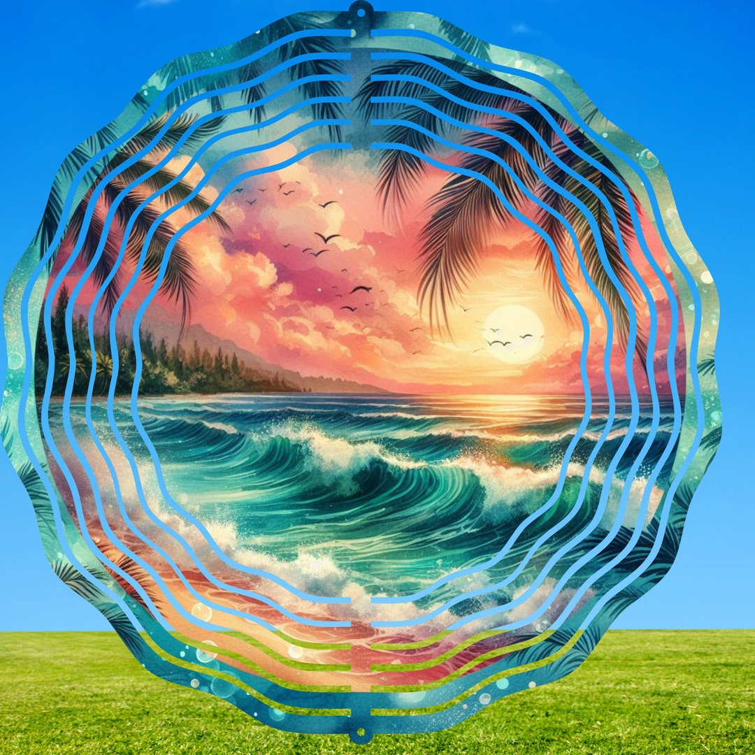 Tropical Beach Sunset Wind Spinner Design, Wind Spinner Png ...