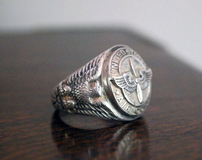 Sterling Pilot Ring, 1940s WWII Military Ring, U.S. Army Air Corps ...
