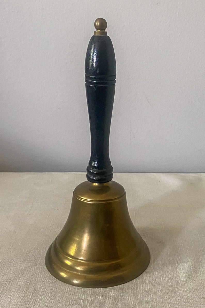 Brass School Bell, Vintage Bell With Wooden Handle - Etsy