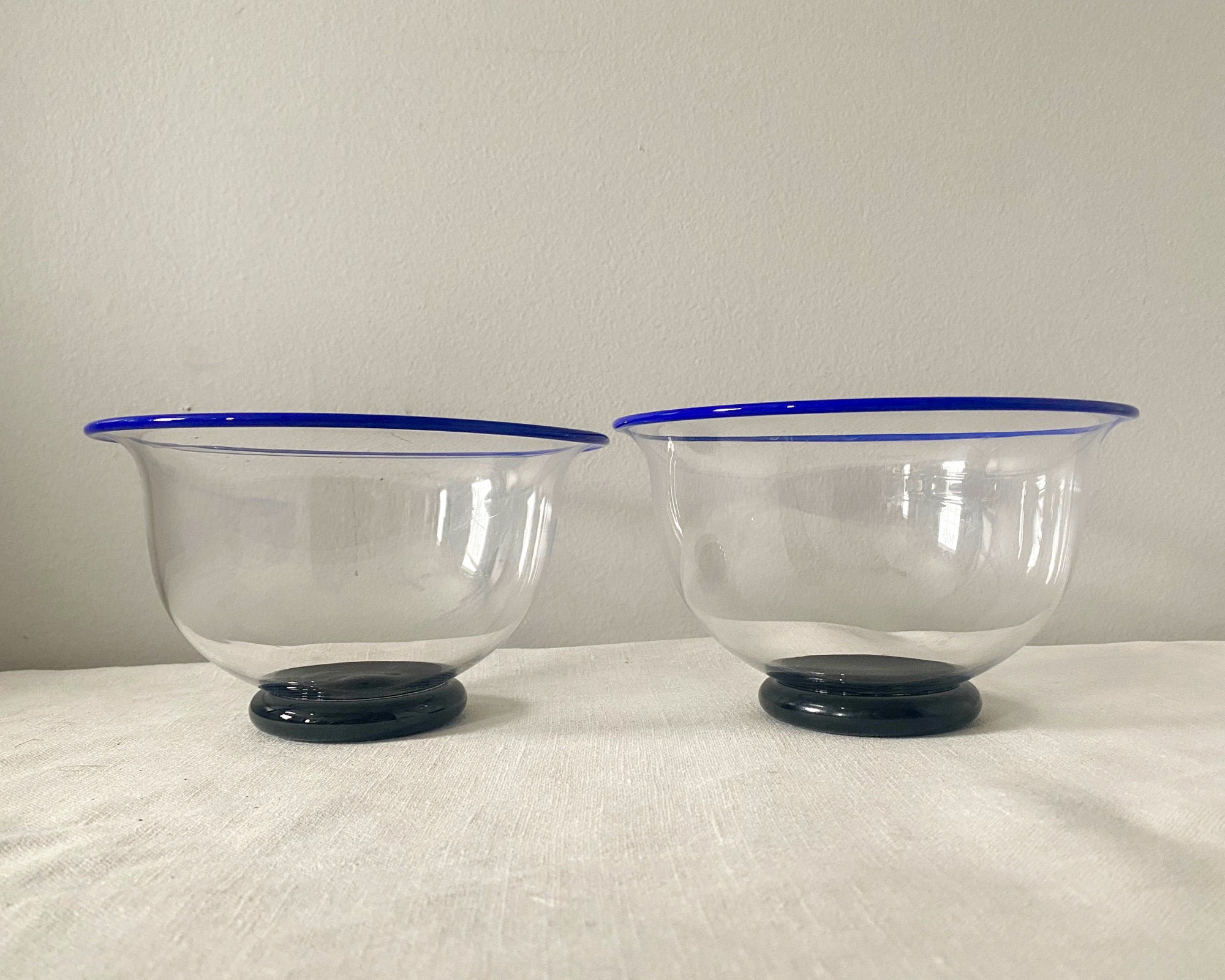 Blown Glass Bowl, Vintage Ibex Glass Studio Hand Blown Glass, Clear ...