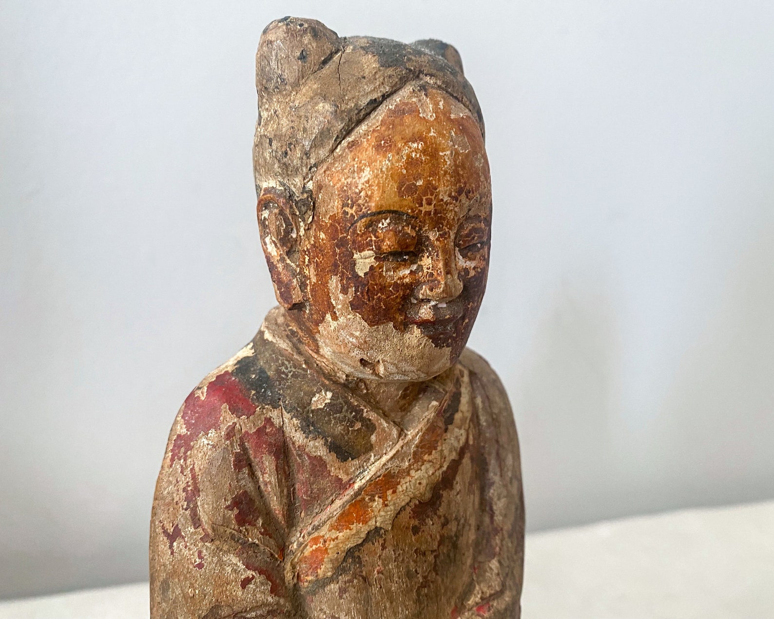 Ming Dynasty Statue, Antique Carved Wood Chinese Sculpture, Woman With ...