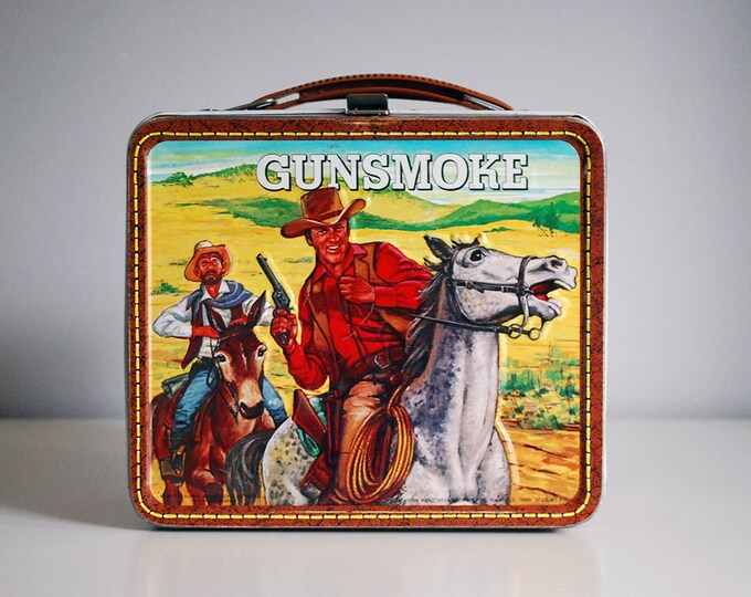 Gunsmoke Lunch Box, Metal Lunch Box, Western Cowboy Collectibles, 1970s ...