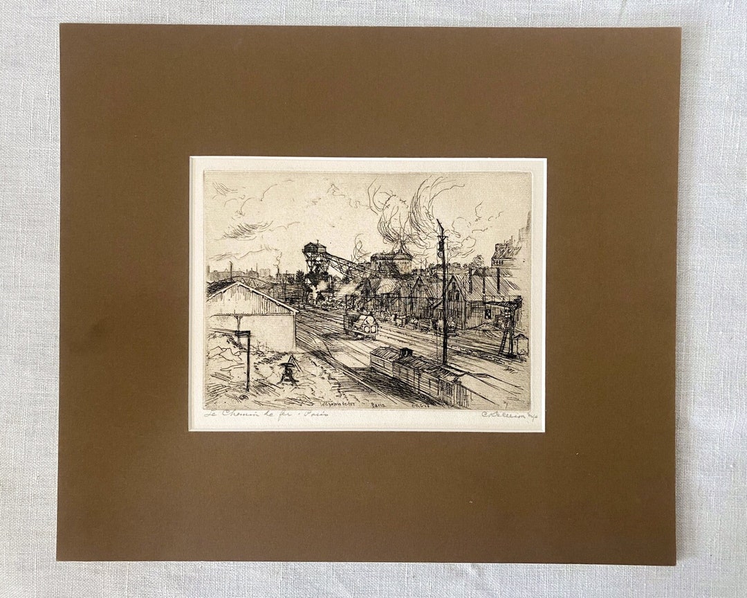 Charles K. Gleeson Etching, 1910s Antique Print, Industrial Paris "le ...