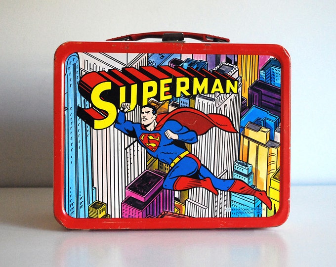 1967 Superman Lunch Box Vintage Thermos DC Comics TV Show Superhero ...