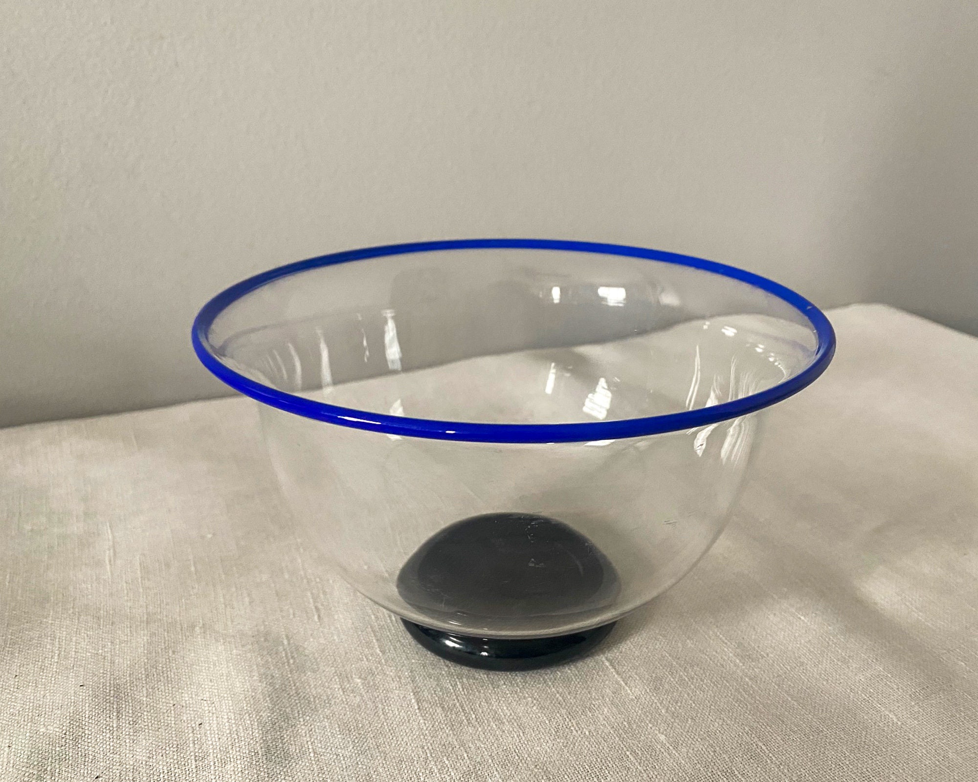 Blown Glass Bowl, Vintage Ibex Glass Studio Hand Blown Glass, Clear ...
