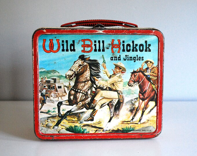 1955 Metal Lunch Box Wild Bill Hickok and Jingles Vintage Aladdin ...