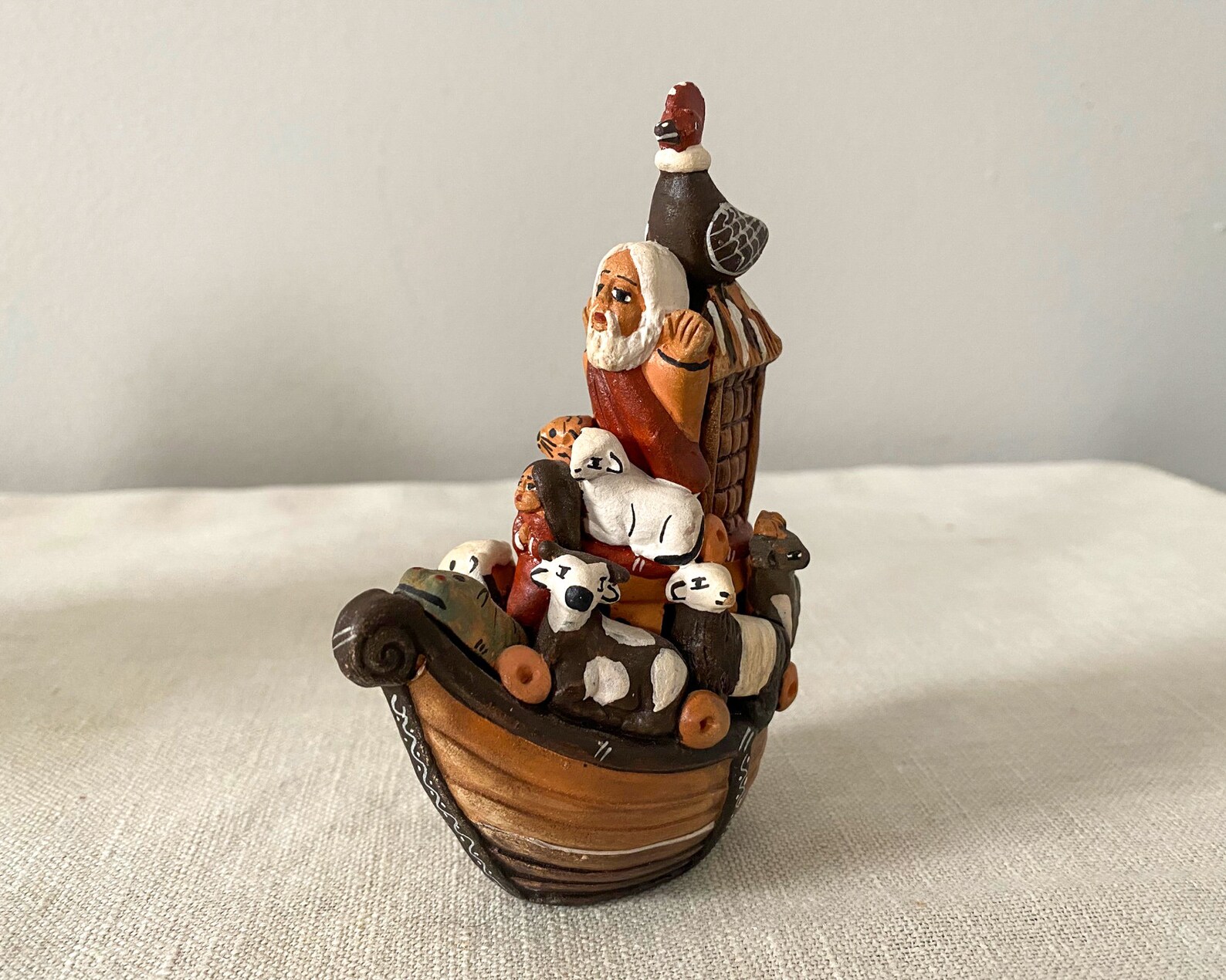 Peru Clay Sculpture, Vintage Terra Cotta Noah's Ark, 1 South American ...