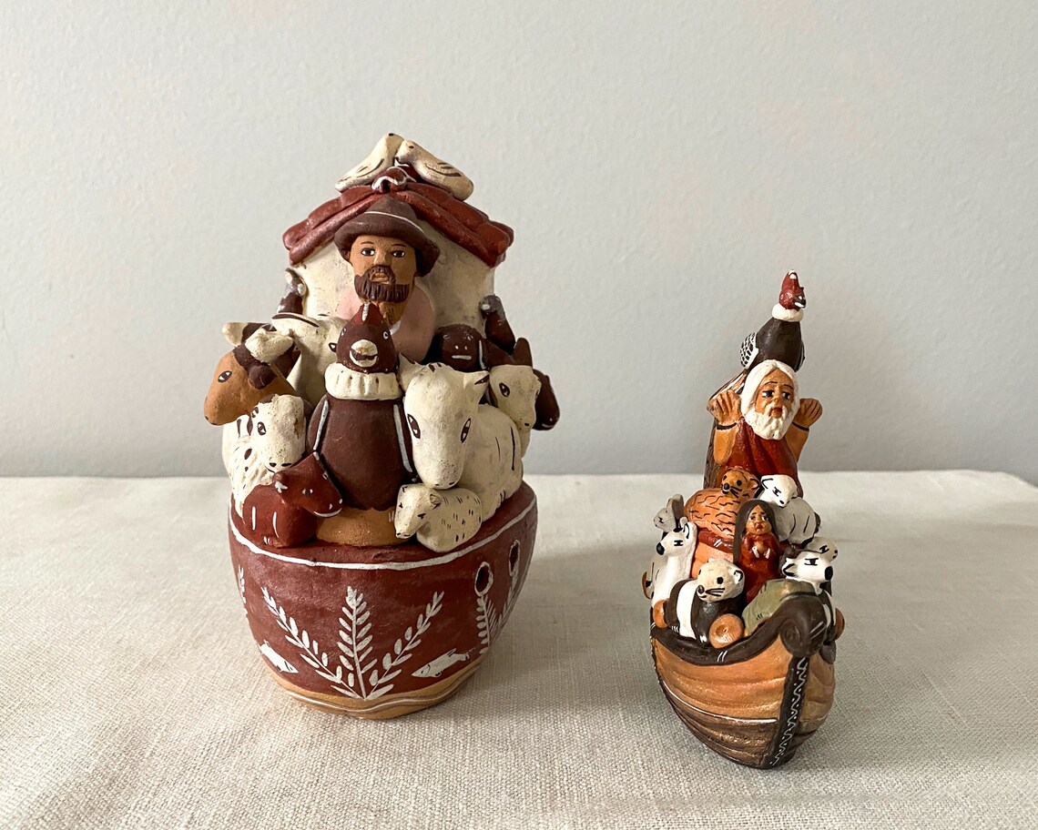 Peru Clay Sculpture, Vintage Terra Cotta Noah's Ark, 1 South American ...