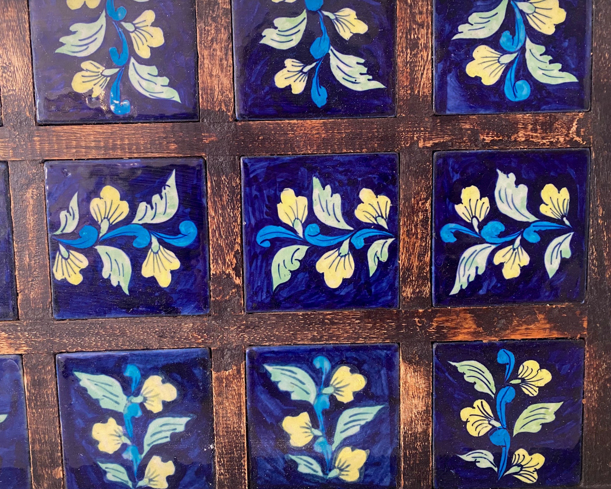 Ceramic Tile Tray Vintage Wood and Brazilian Tile Serving - Etsy