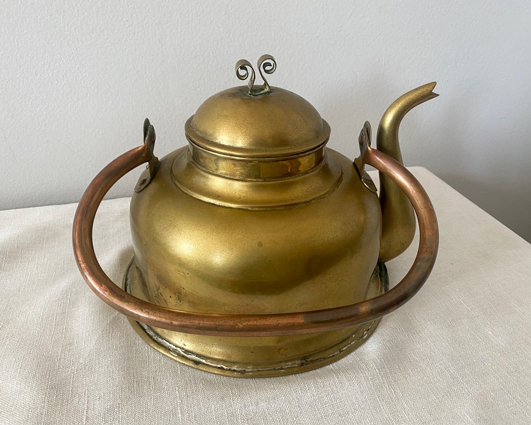 Brass Tea Kettle, Vintage Northern European Primitive Teapot, Shabby ...