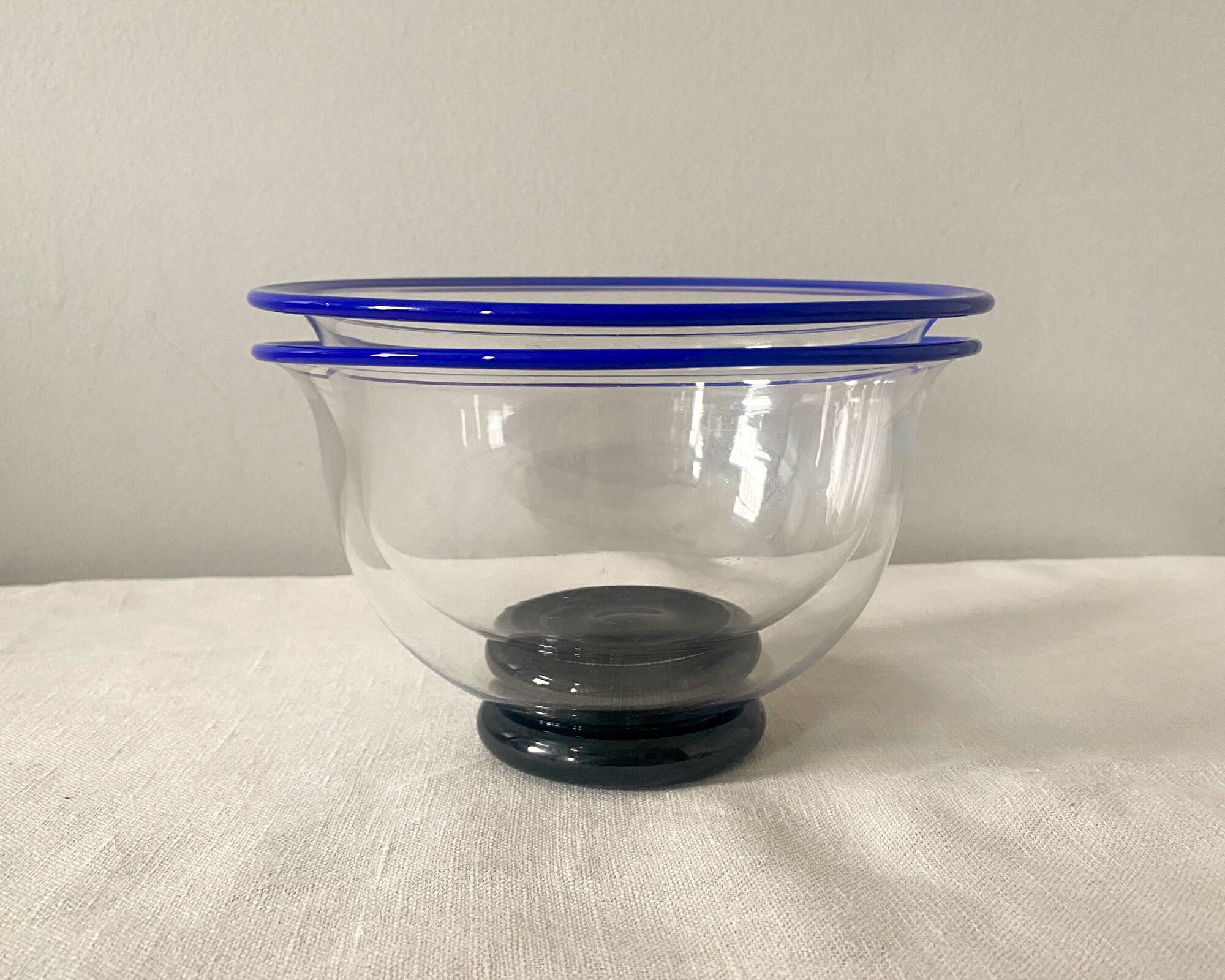 Blown Glass Bowl, Vintage Ibex Glass Studio Hand Blown Glass, Clear ...