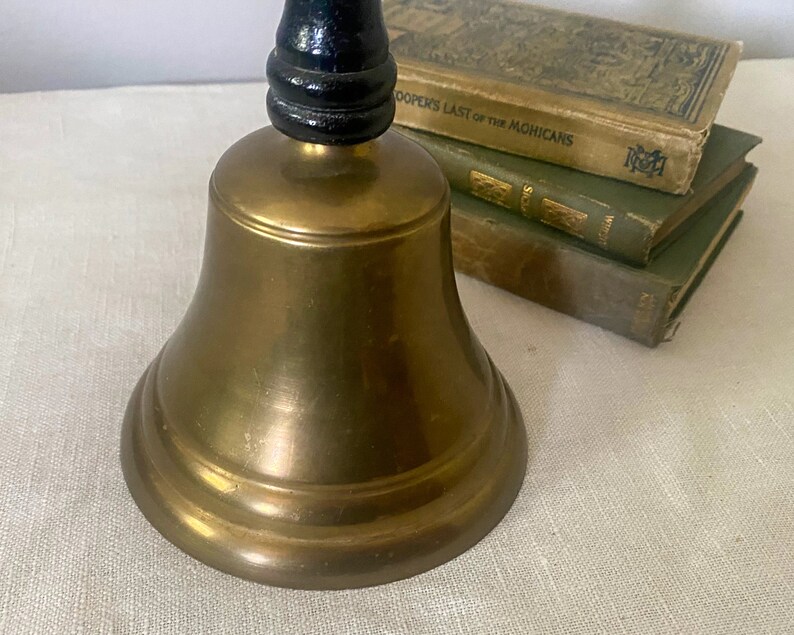 Brass School Bell, Vintage Bell With Wooden Handle - Etsy