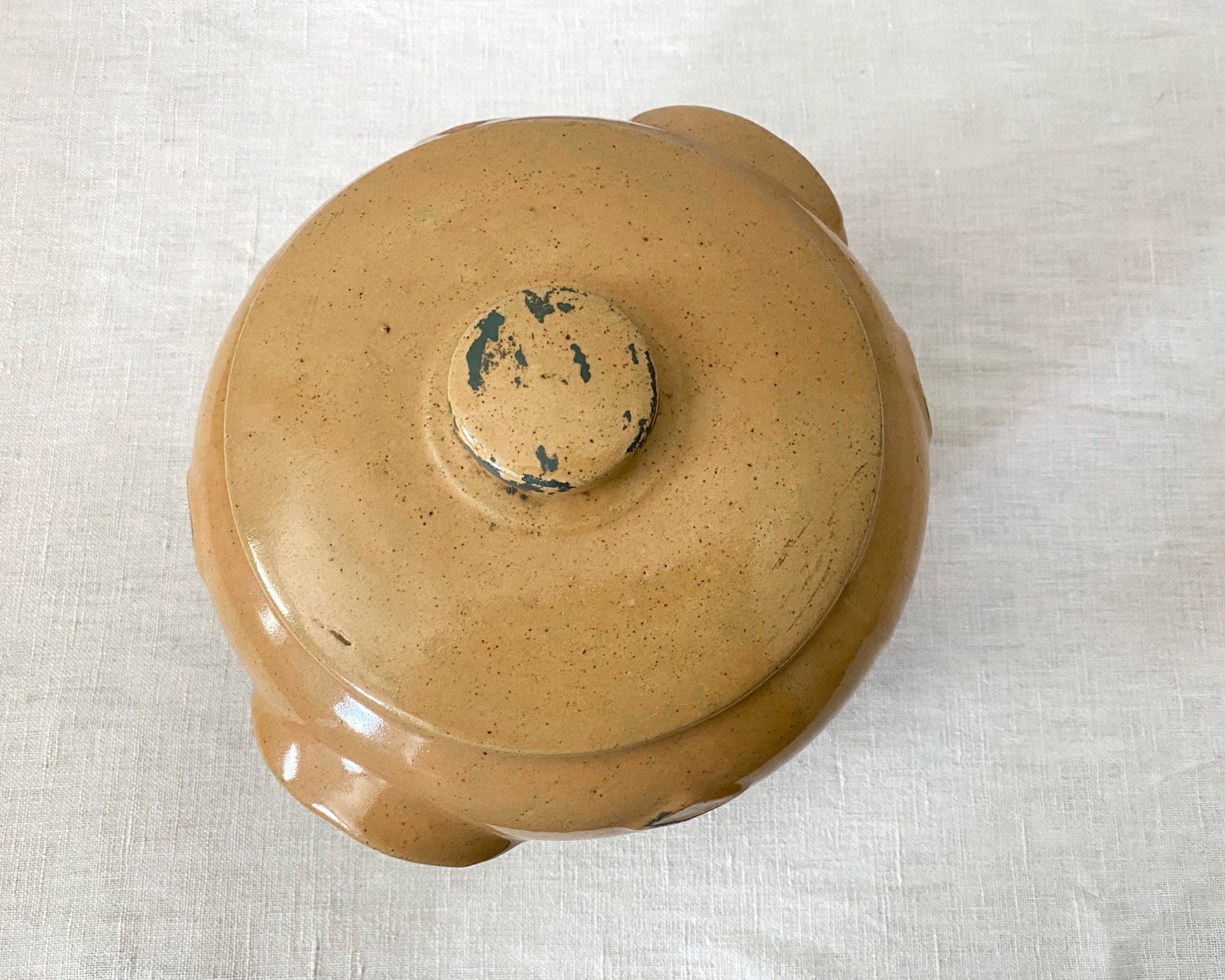 Western Bean Pot, 1940s Stoneware Crock, Vintage Southwest Cooking Pot ...