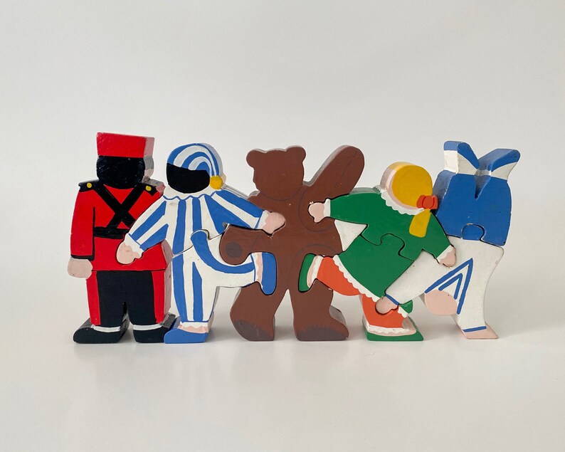 Handpainted Wooden Puzzle, Vintage Dancing Characters Puzzle - Etsy