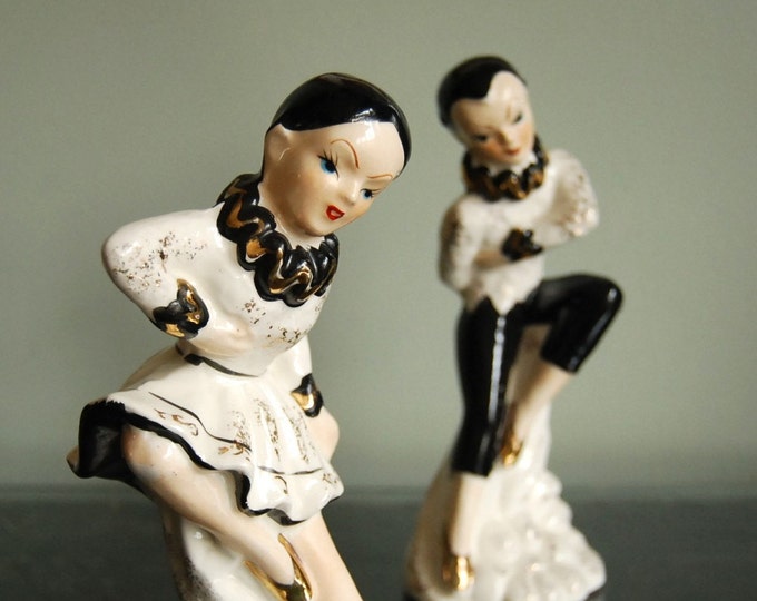 Vintage Figurines Ballerina Ceramic Dancer Statues, Black, White, and ...