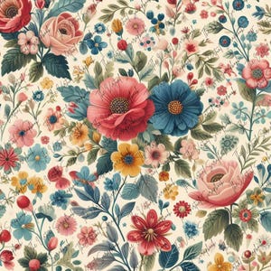 Floral Paper, Scrapbook Paper, Digital, Printable, Junk Journal Vintage ...