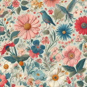 Floral Paper, Scrapbook Paper, Digital, Printable, Junk Journal Vintage ...