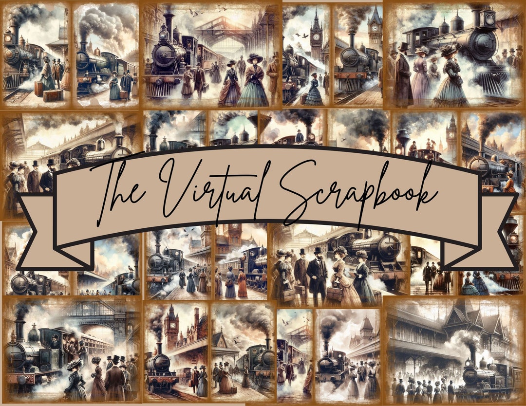 Vintage Train Junk Journal Digital Printable Digital Art Stationery ...