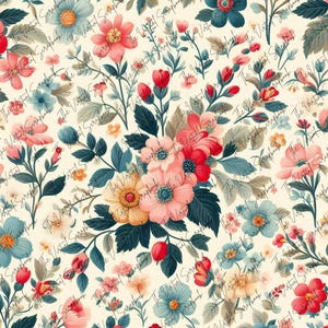 Floral Paper, Scrapbook Paper, Digital, Printable, Junk Journal Vintage ...