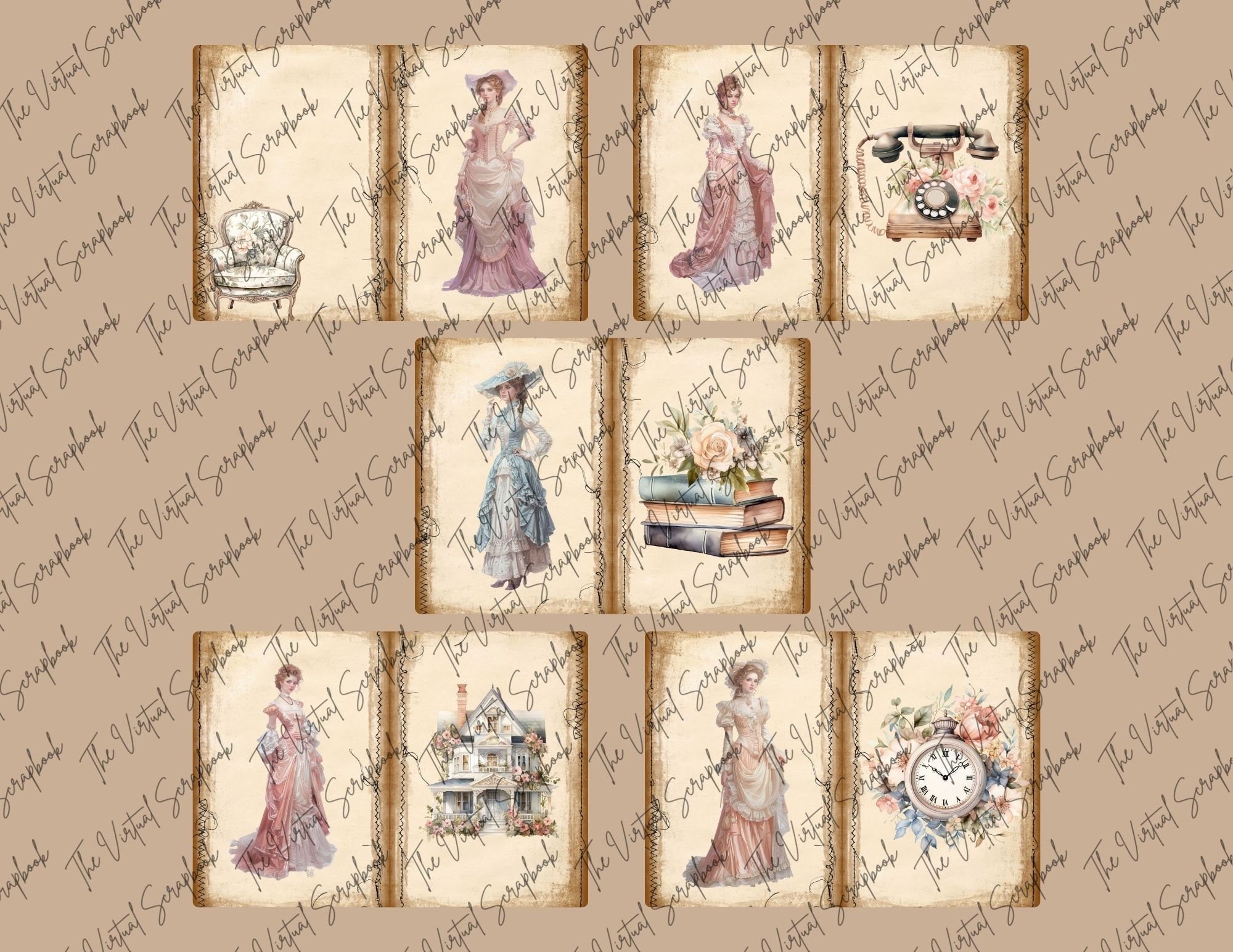 Victorian Ladies Junk Journal Digital Kit Printable Art Tags Ephemera ...