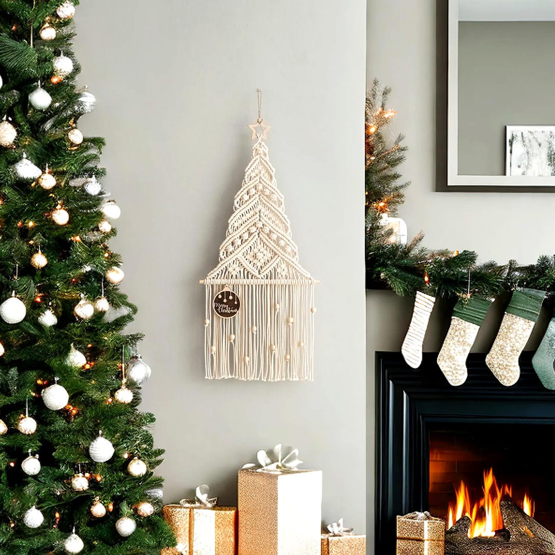 Custom Macrame Xmas Tree Wall Decor, Handmade Christmas Tree Wall ...