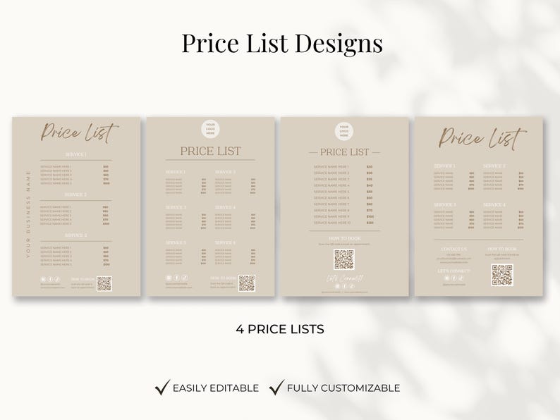 Price List Template Scan to Pay Template QR Code Sign Pricing List ...
