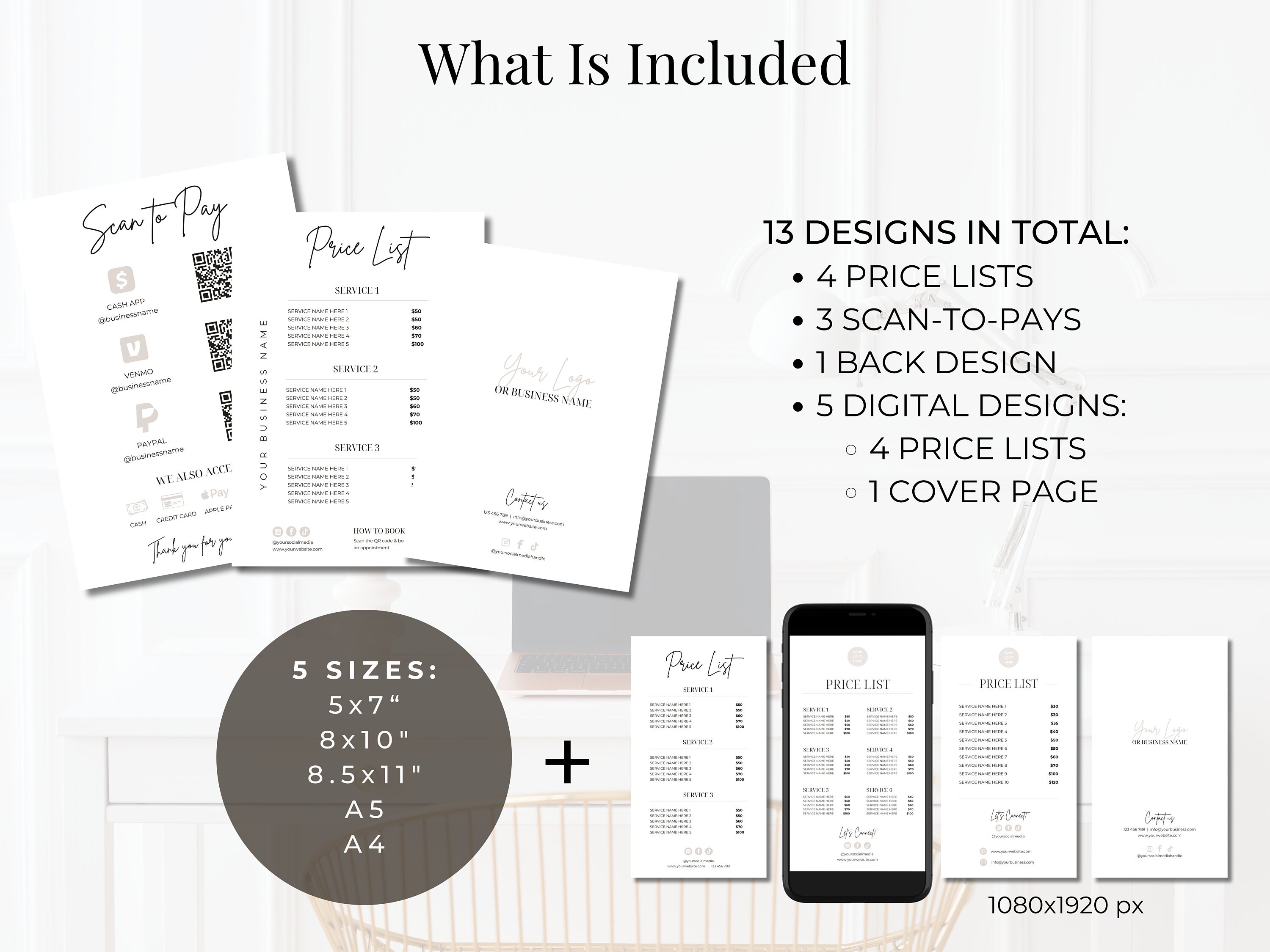 Editable Price List Scan to Pay Template QR Code Sign Beauty Price List ...