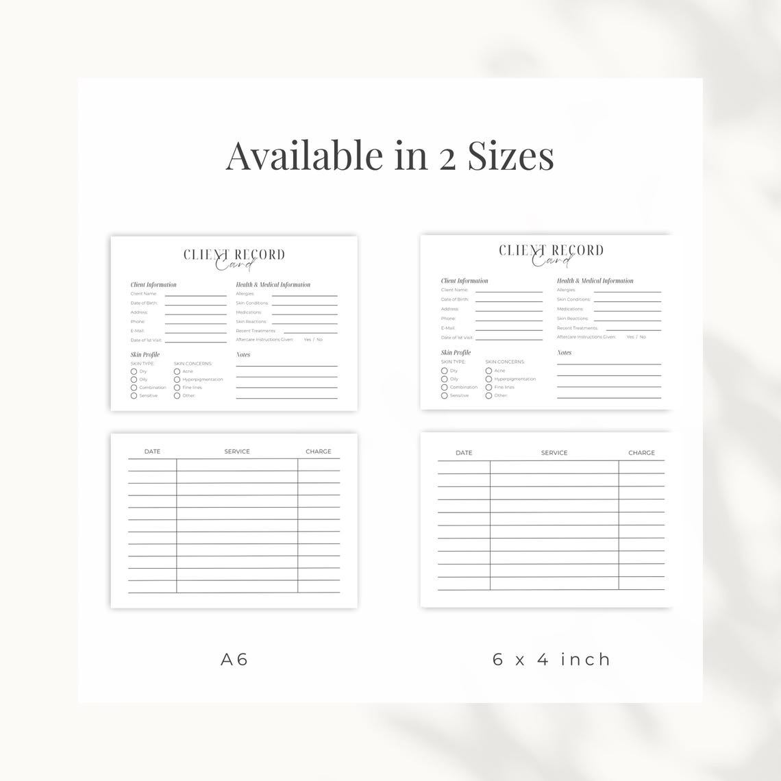 Esthetician Client Record Card Template: Editable Beauty Business Forms ...